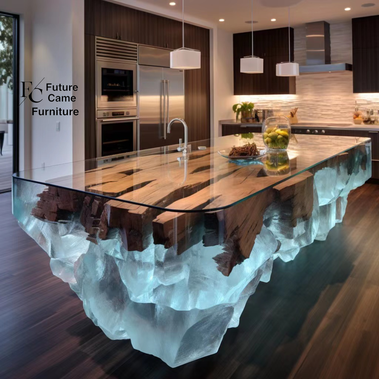 Glacier glass modern desk store
