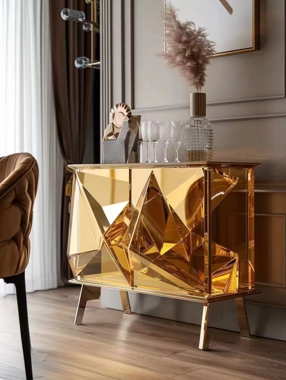 A golden resin console – Future came Furniture